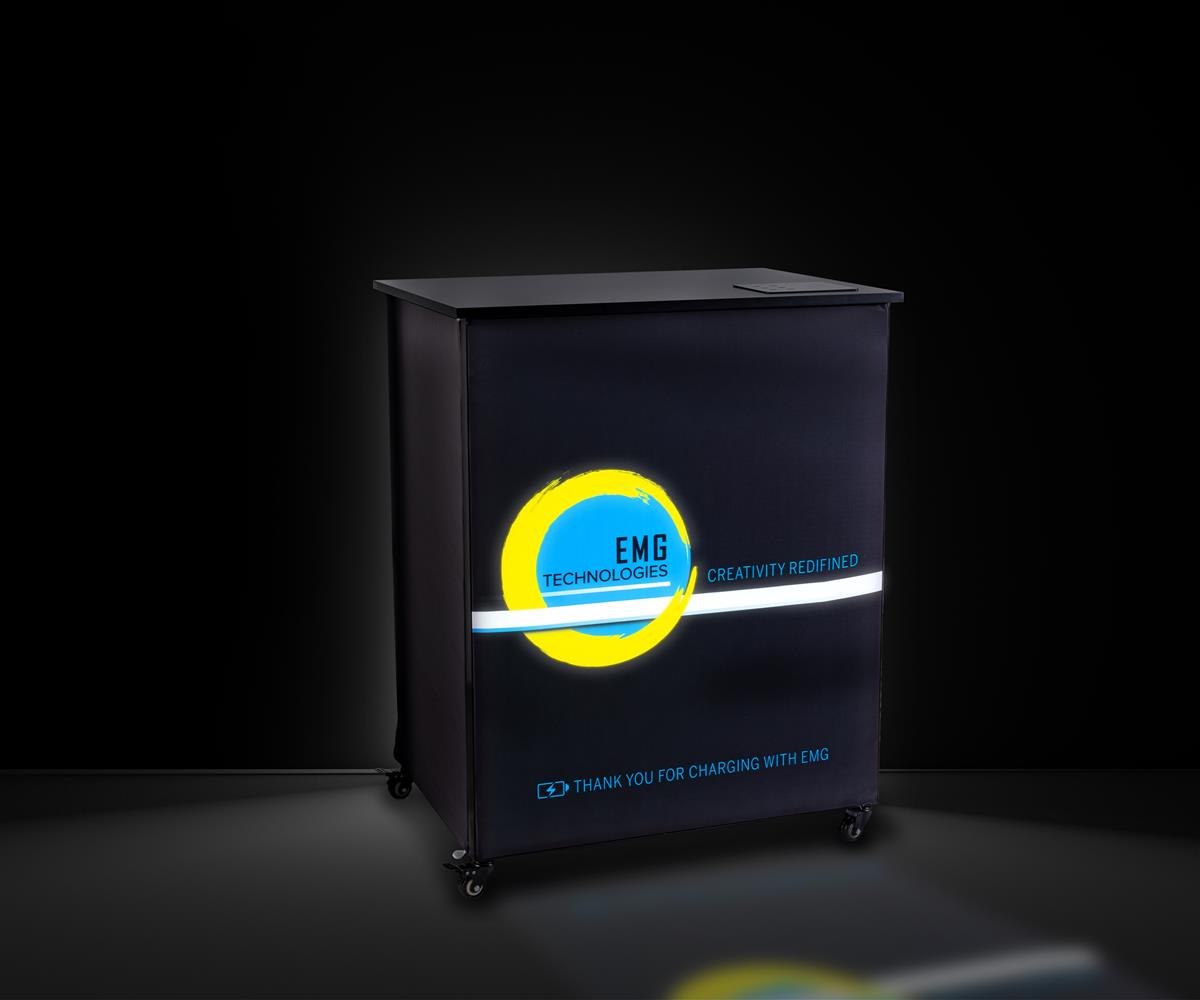 Backlit Tension Fabric Charging Counter | With Custom Graphics