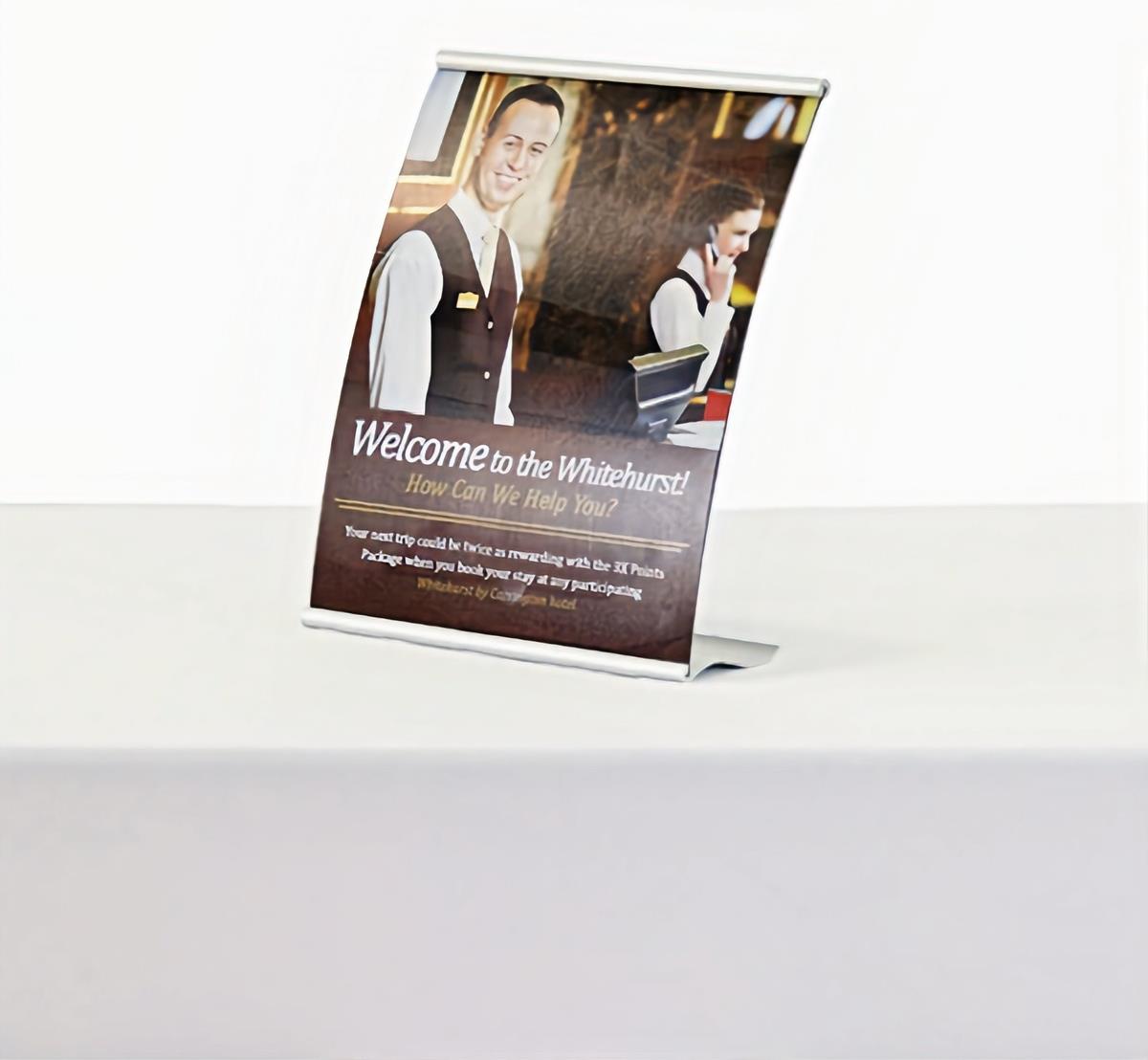 Designer Curved Table Top Sign Holder - Complete Unit