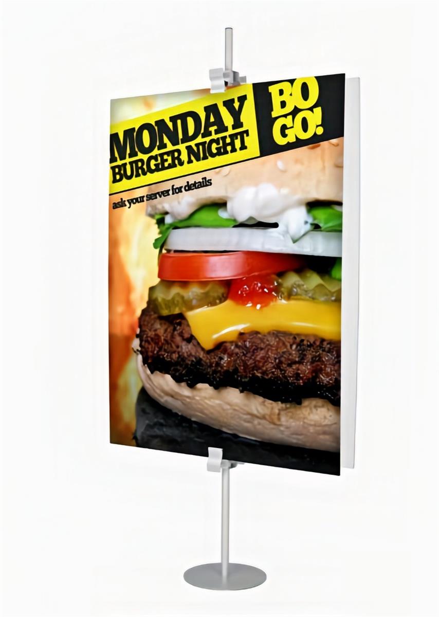 Poster Clamp Floor Display | Double Sided | Post Up Stand