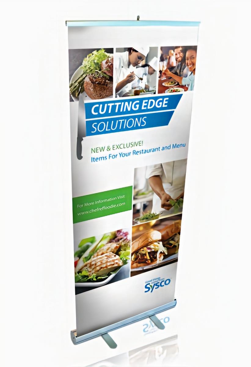 SYSCO 33" x 80" Narrow Base Stand Vinyl Stay Flat - Cutting Edge