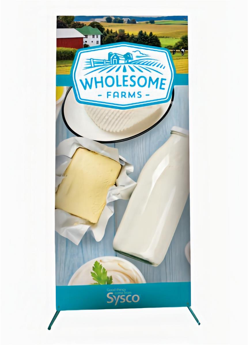 Sysco Wholesome Farms Brand X-Frame Banner | Post Up Stand