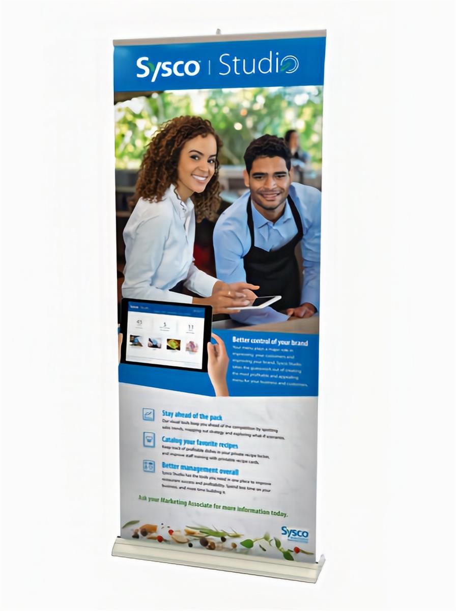 SYSCO Studio 33"x80" Wide Base Vinyl Stay Flat | Post Up Stand