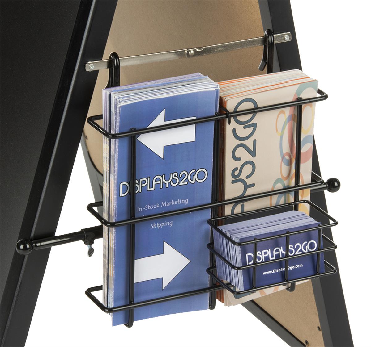 Black Wire Literature Pocket For A-Frame | With Card Holder