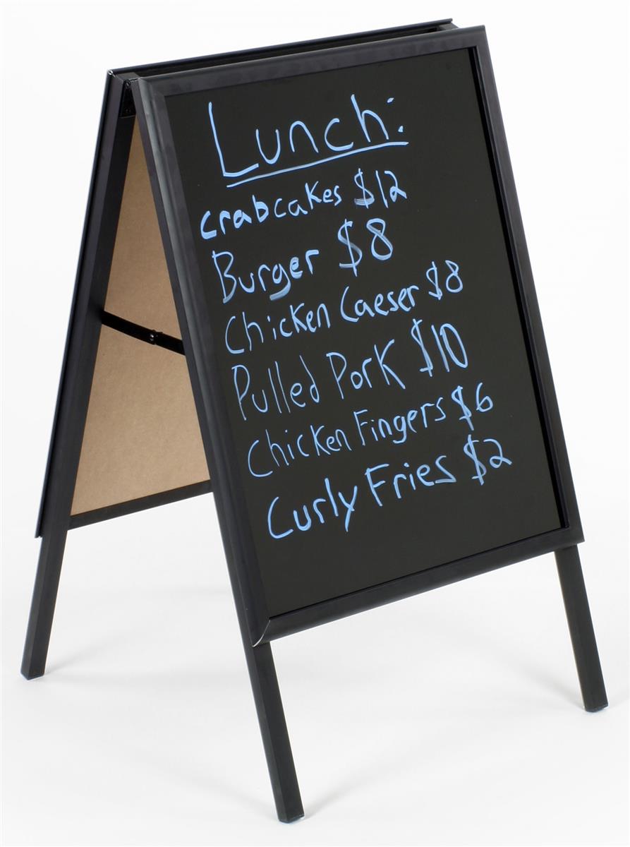 A-Frame Menu Board | Black Wet-Erase Display - Protective Lens