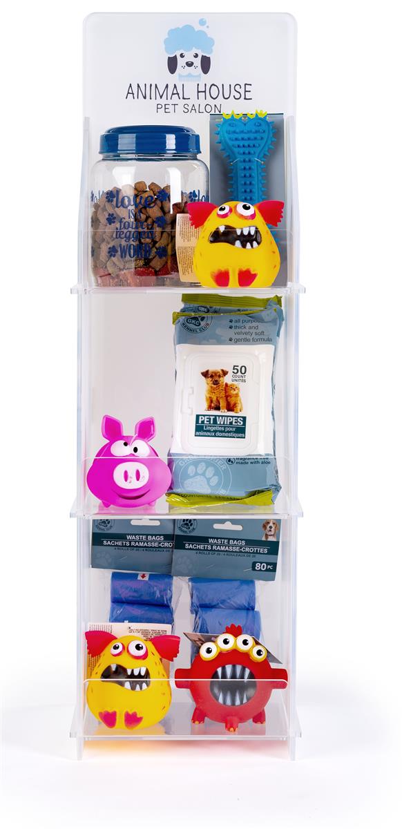 3-Tiers Acrylic with Header Custom Printed Header, Back and