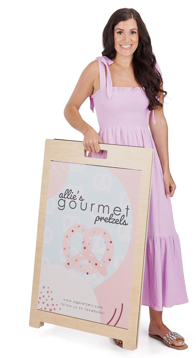 Double-Sided Wood A-Frame Sign with Custom Graphics for Light Out