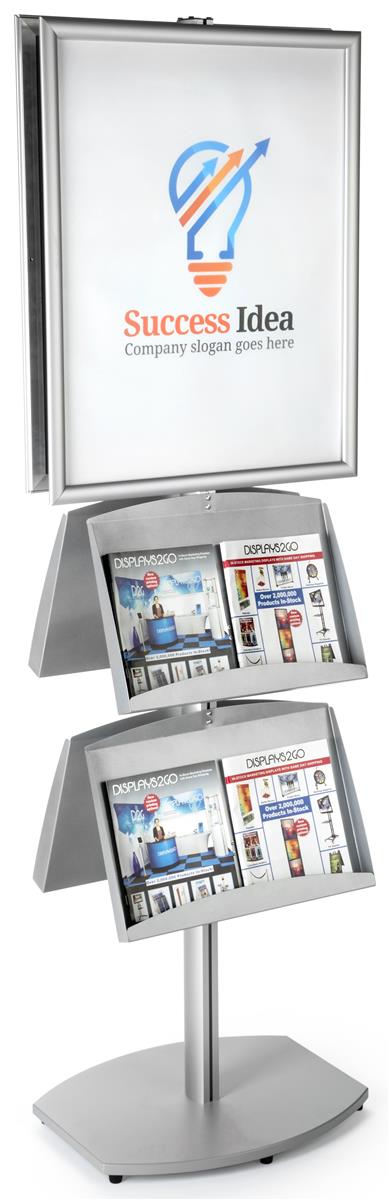 6' Brochure Sign Stand w/ (2) Sign Holders & (4) Literature Trays