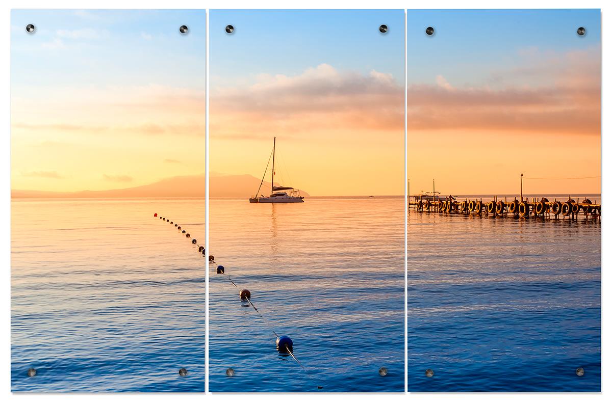 Ocean Sunset Triptych | 12 Silver Standoffs