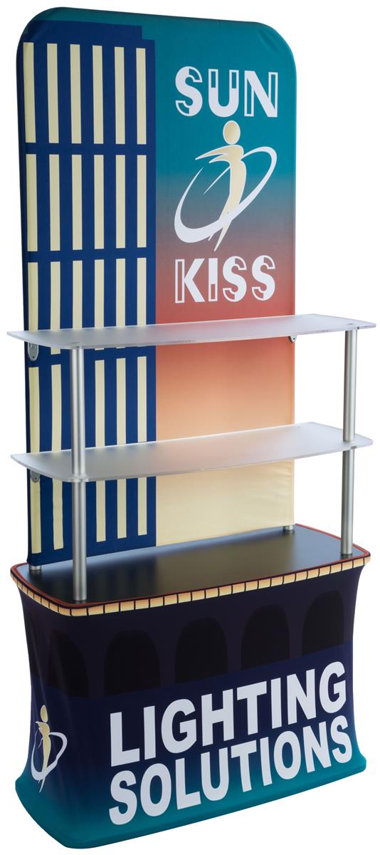 Pop Up Fabric Shelf Stand | 2 High-Impact Acrylic Tiers