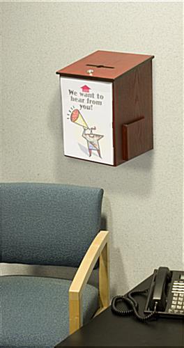Wooden Employee Suggestion Box | Mahogany Finish & Side Pocket