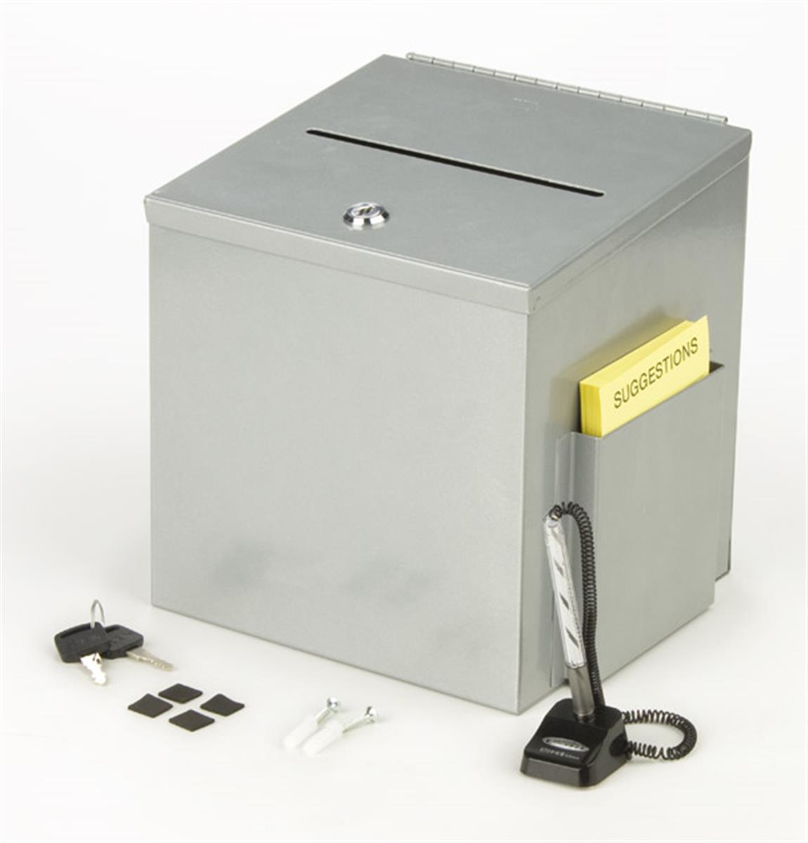Metal Ballot Box | Brushed Silver Finish & Keyed Lock