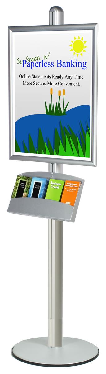 Pedestal Stand w/ 22" x 28" Snap Poster Frame & Literature Holder
