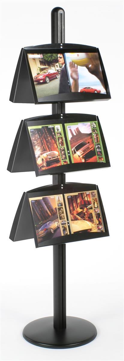 Black 6' Magazine Racks w/ (6) Individual Display Pockets