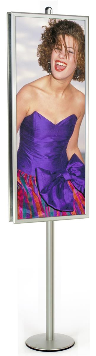 Display Stands | Silver 22 x 56 Poster Frames with 8' Tall Stand