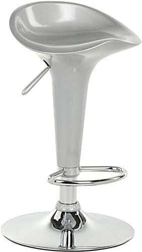 Event Stool | Adjustable Bar Stool w/ Foot Rest & Swivel - Silver