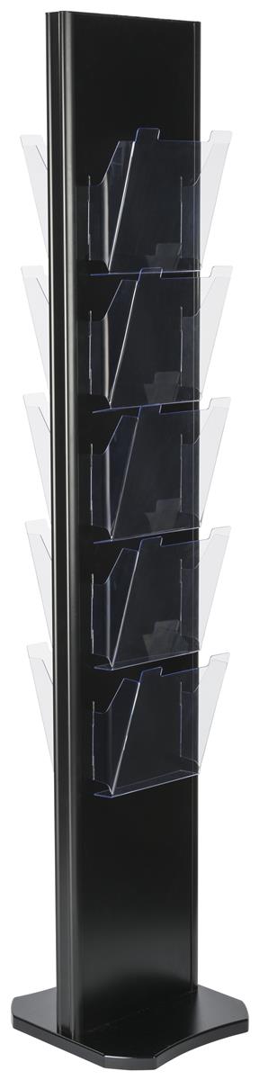 Double-Sided 10-Pocket Magazine Display | Metal Stand & MDF Base
