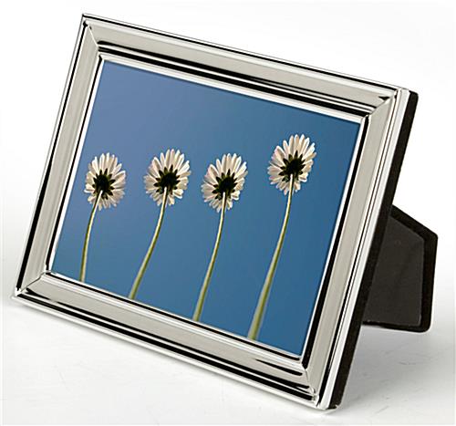 Small Silver Picture Frames w/ Mirrored Design | Tabletop or Wall