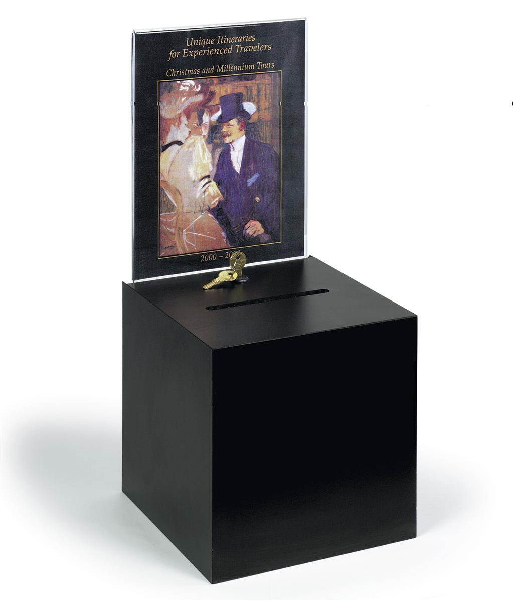 Wooden Ballot Box | Locking Container w/ 8.5" x 11" Sign Holder
