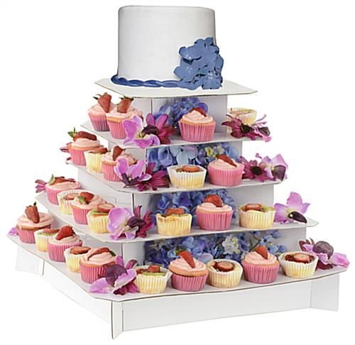 Square Cupcake Stand | Classic White (5) Tier Cardboard Display