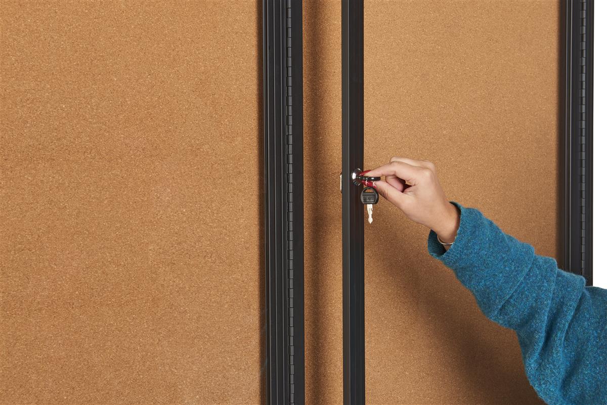 72" x 36" Locking Bulletin Boards | Black or Silver Finish