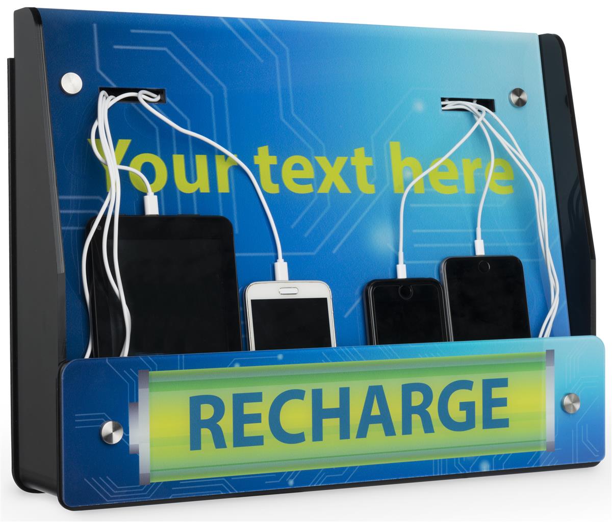 Wall Mount Device Recharge Station | Lightning & Micro-USB Cords