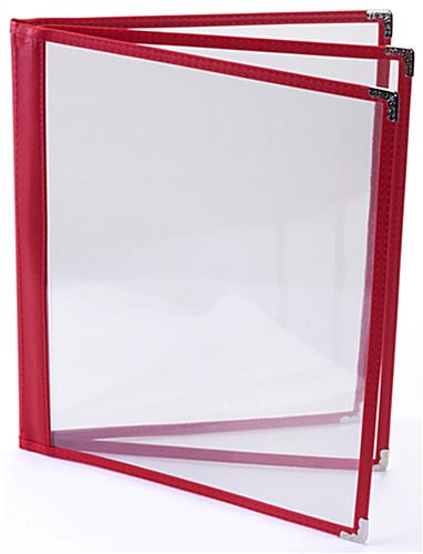 Red 8.5” x 11” (3) Page Restaurant Menu Covers | Leatherette Edge