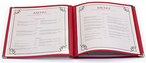 Red 8.5” x 11” (3) Page Restaurant Menu Covers | Leatherette Edge