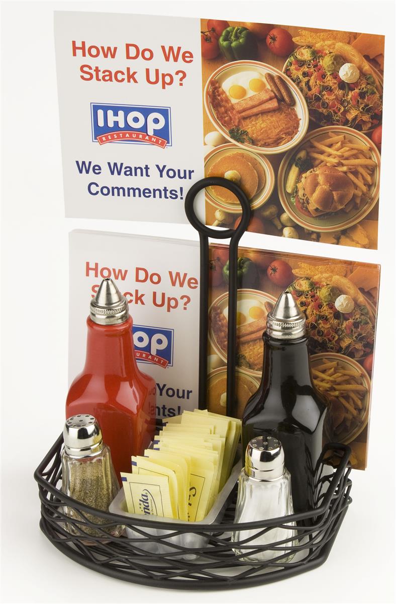 Flat Back Table Caddy | Wrought Iron w/ Sign Coil