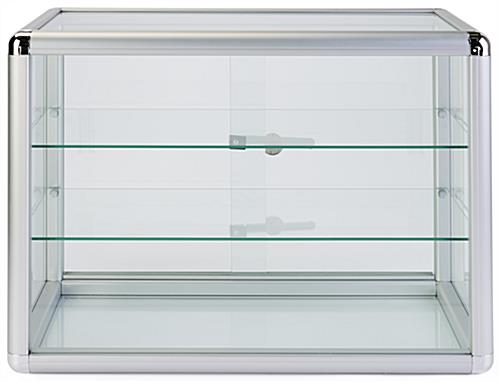 Aluminum Frame Glass Counter Showcase | Radius Edge | Displays2Go