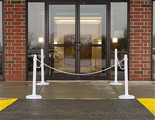 White Plastic Chain Rope Stanchions | 6.5’ Barrier Length