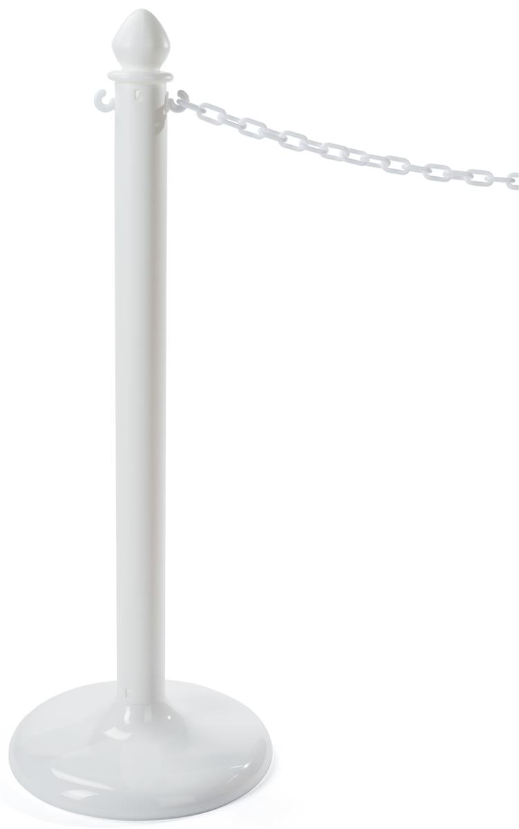 White Plastic Chain Rope Stanchions | 6.5’ Barrier Length