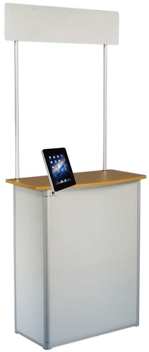 Promotional Counter with iPad Mount | Portable with Header & Shelves