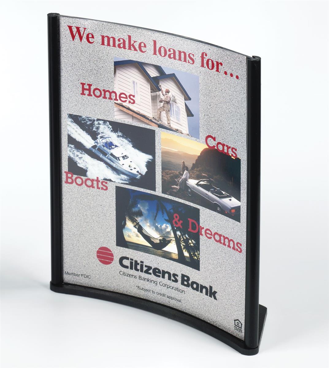 8.5" x 11" Vertical Sign Frame - Concave Curved Design