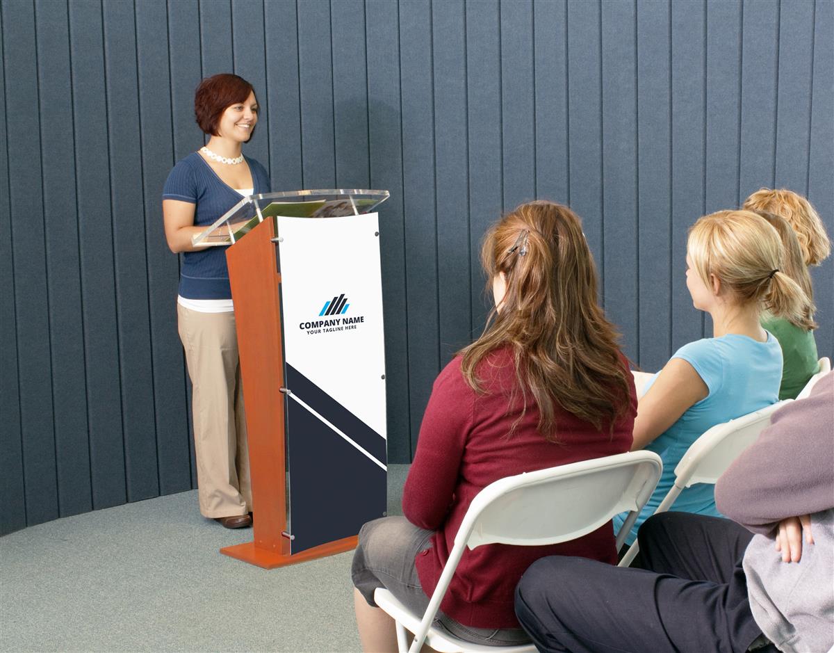 Acrylic Speaking Stand with Custom Printing | Full Color Graphics