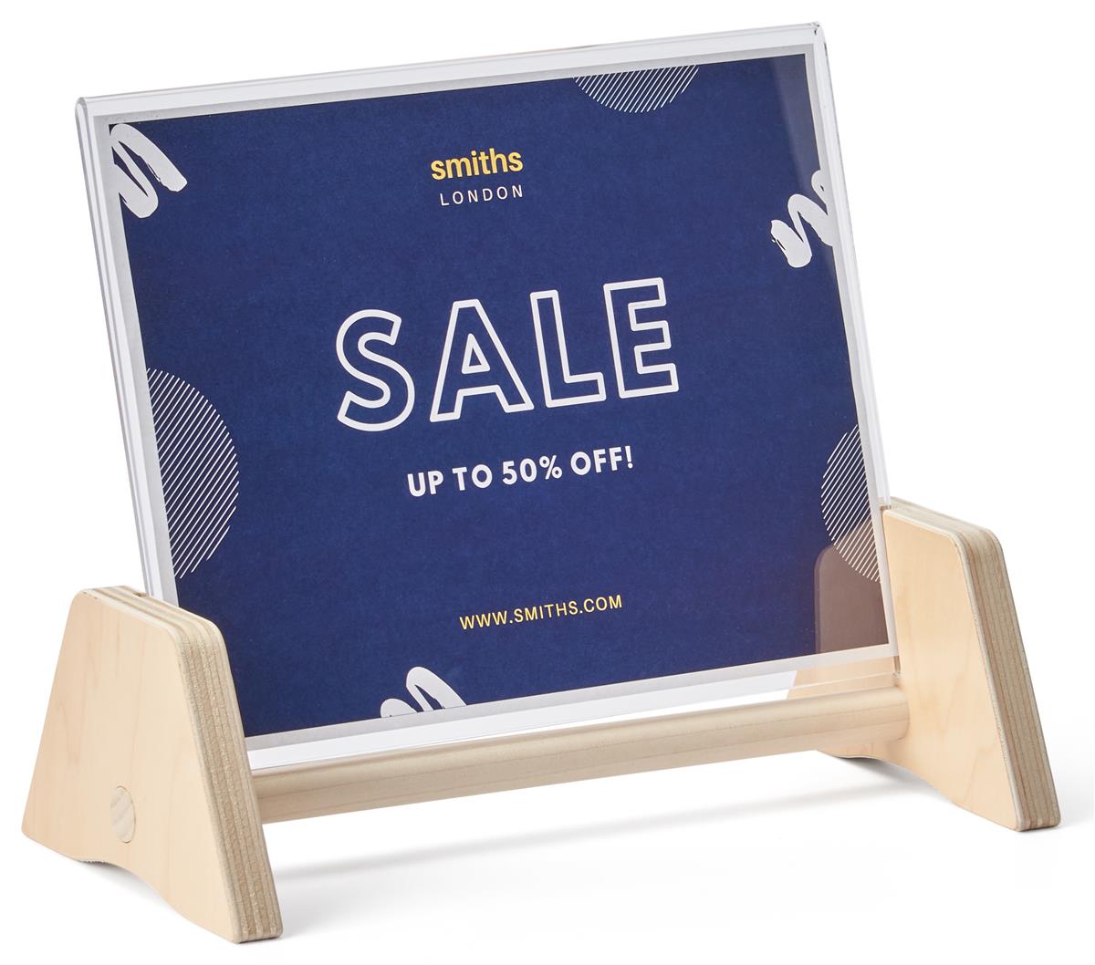 11” x 8.5” Wooden Tabletop Sign Holder with Polycarbonate Panel