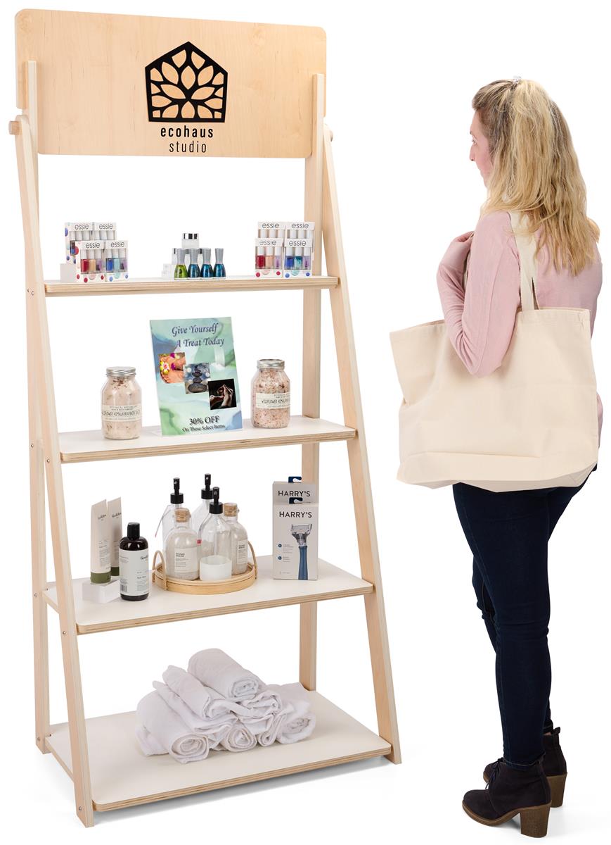 Wooden Ladder Shelves with Logo | Custom Printed Graphics