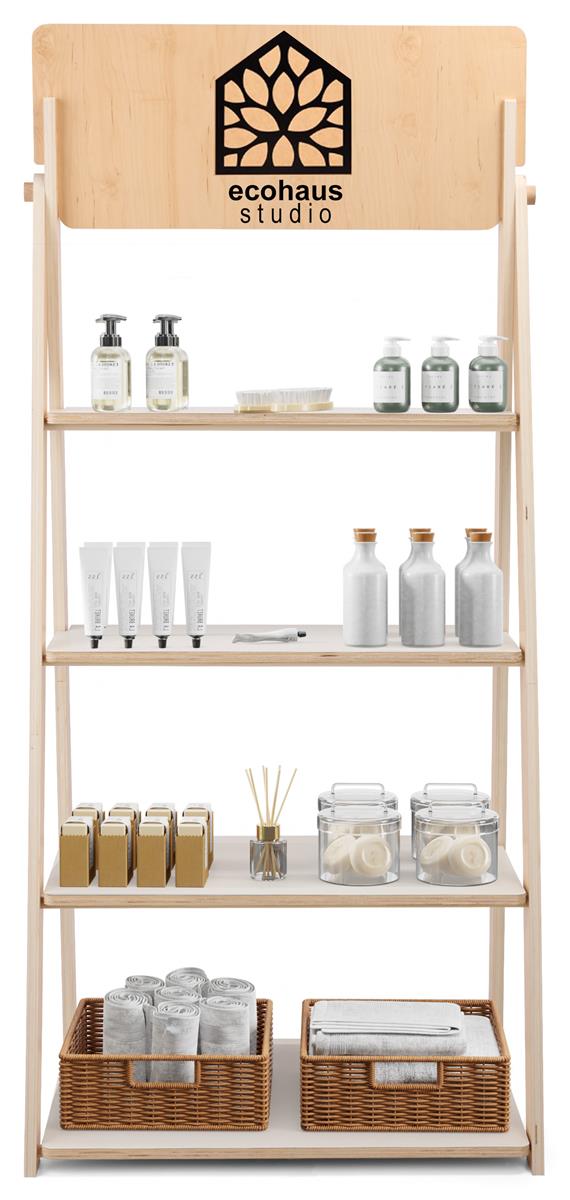 Wooden Ladder Shelves with Logo | Custom Printed Graphics