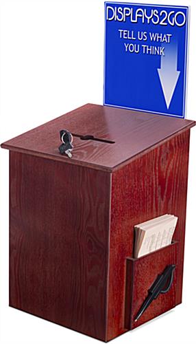 Wood Suggestion Box with Sign Holder | Countertop