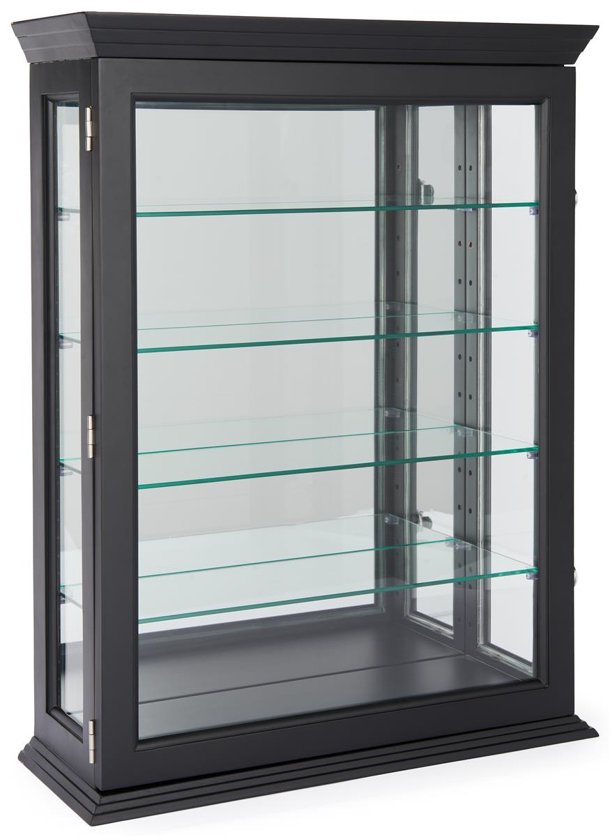 Wall Mounted Curio Cabinet | Tempered Glass Shelves and Panels