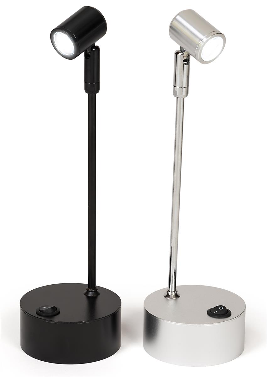 Display Case Spotlights | 4 Sizes, Set of Two in Black or Silver