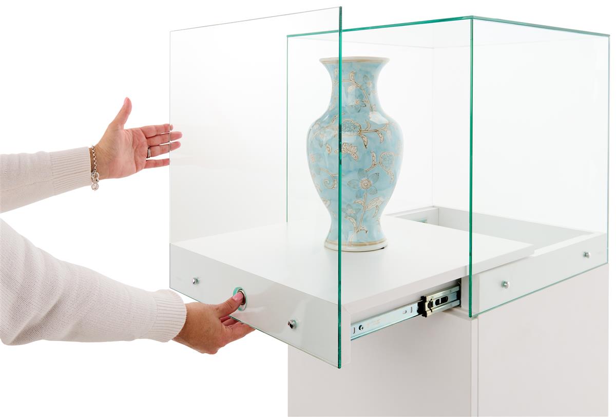 Glass-Top Pedestal Display Case | Frameless Glass Showcase