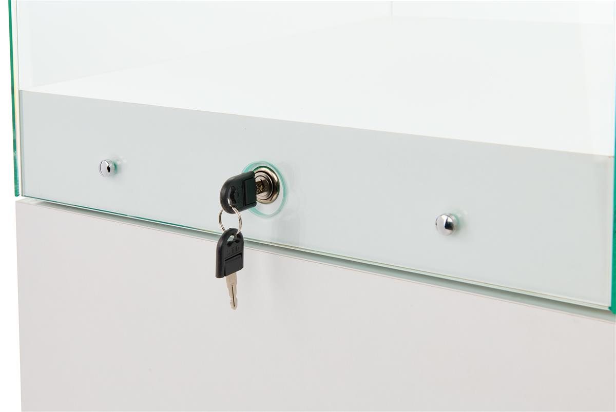 Glass-Top Pedestal Display Case | Frameless Glass Showcase