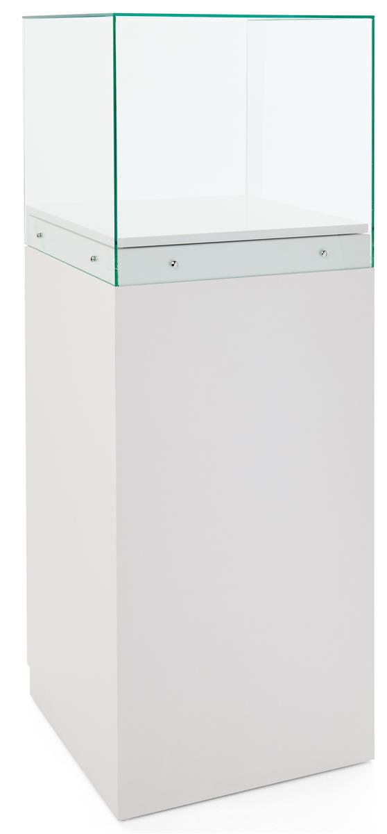 Glass-Top Pedestal Display Case | Frameless Glass Showcase