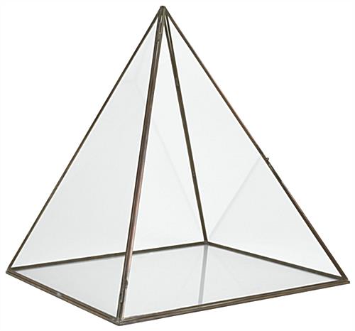 Large Pyramid Display Box | Antique Gold Edging & Hinged Door