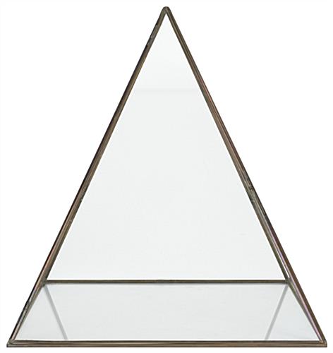 Large Pyramid Display Box | Antique Gold Edging & Hinged Door