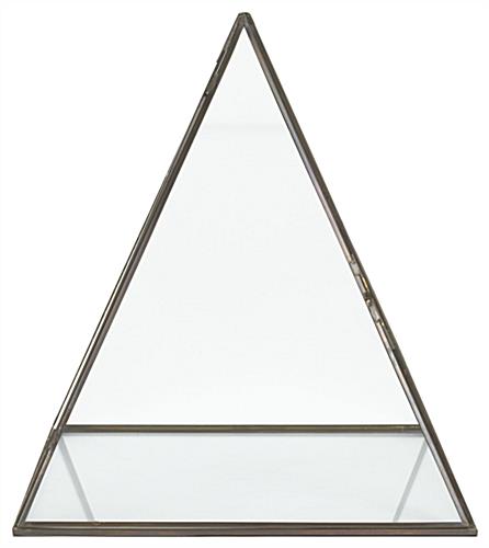 Small Glass Pyramid Box | Gold Metal Accents & Hinged Door