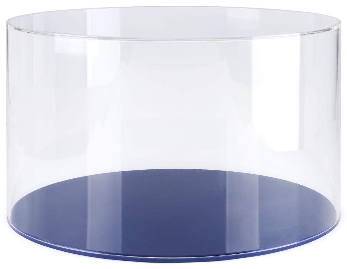 Round Display Case with Blue Base | Lift-Off Style Topper
