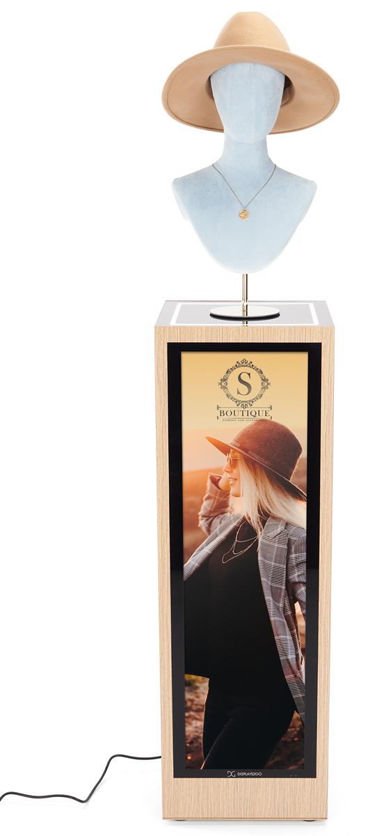 Pedestal Display with Digital Sign | LED Illuminated Top Surface