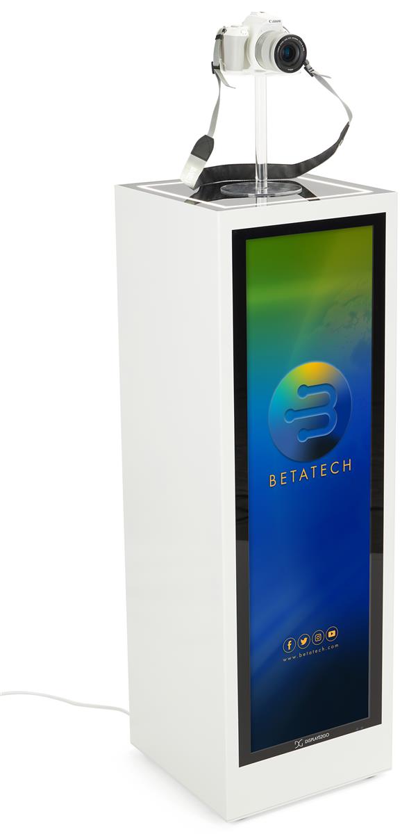Pedestal Display with Digital Sign | LED Illuminated Top Surface