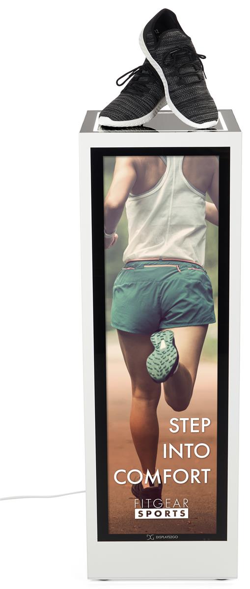 Pedestal Display with Digital Sign | LED Illuminated Top Surface